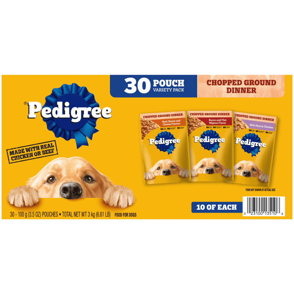 PEDIGREE® Pouch Chopped Ground Dinner 30ct 3 Flavor Variety Pack